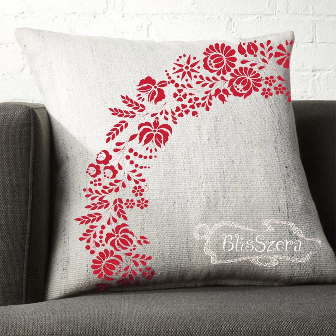 New Modern Kalocsai Hungarian Embroidery Pillowcase Pattern, Colorfull ...
