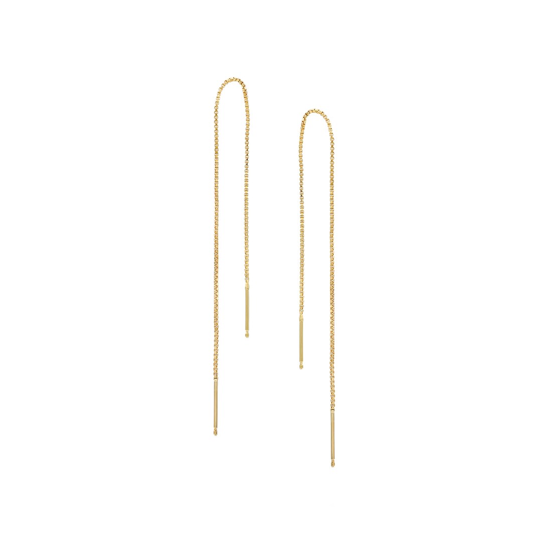 Chain Earrings Threader Double Piercing Link, Minimalist Long Ear Snake ...
