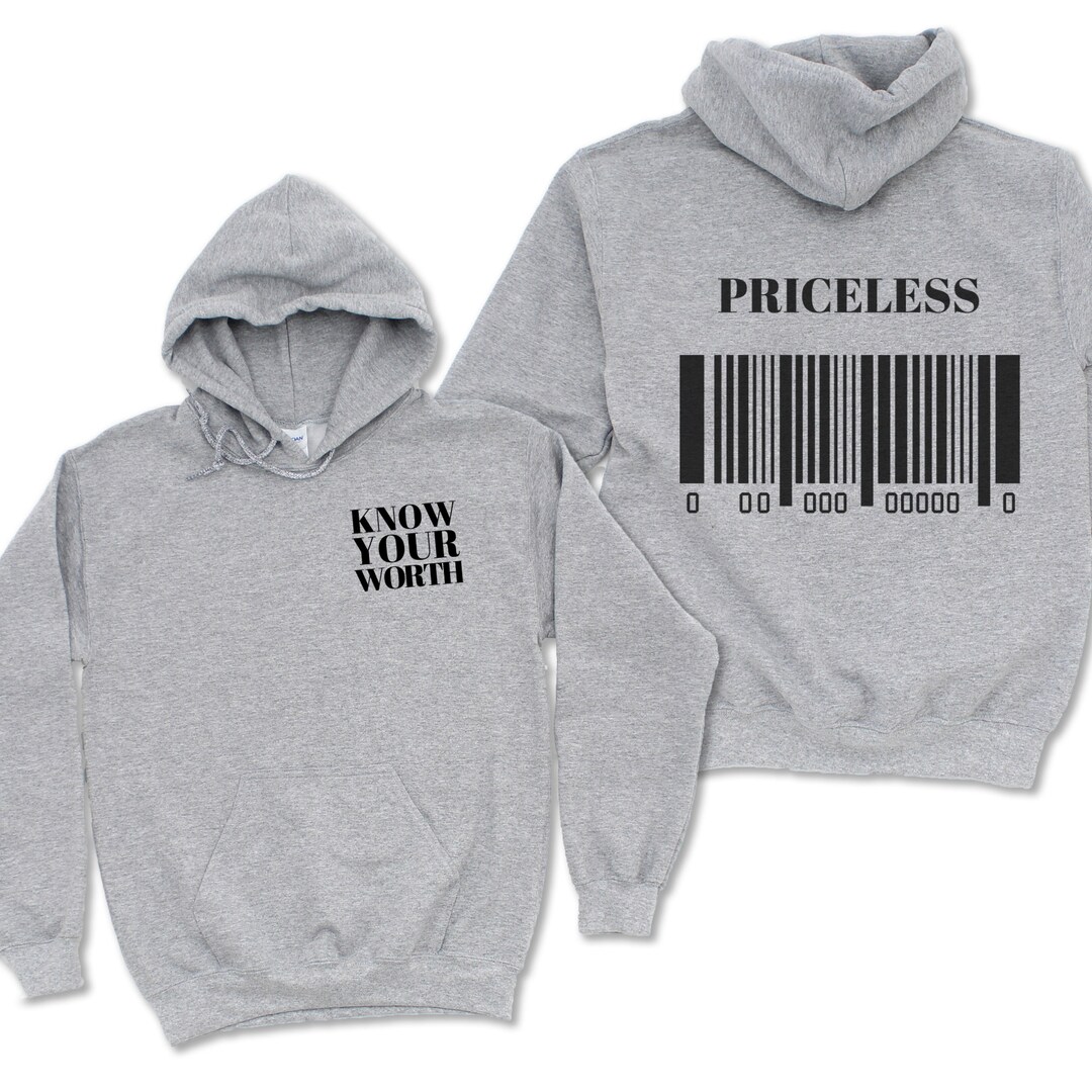 Know Your Worth Hoodie, Barcode Hoodie, Priceless Hoodie, Oversized ...