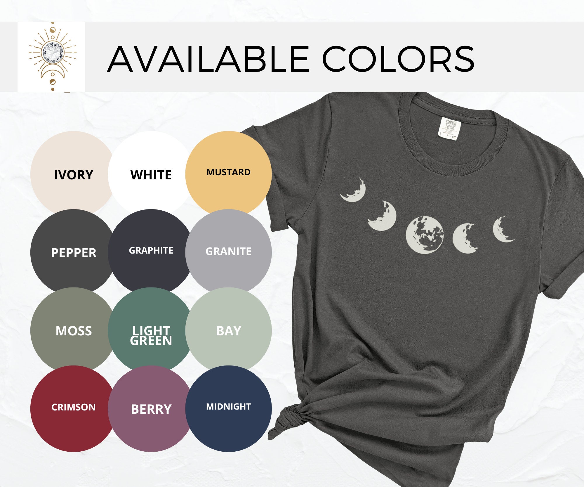 Phases of the Moon Shirt Mystical Moon Shirt Comfort Color Shirt ...