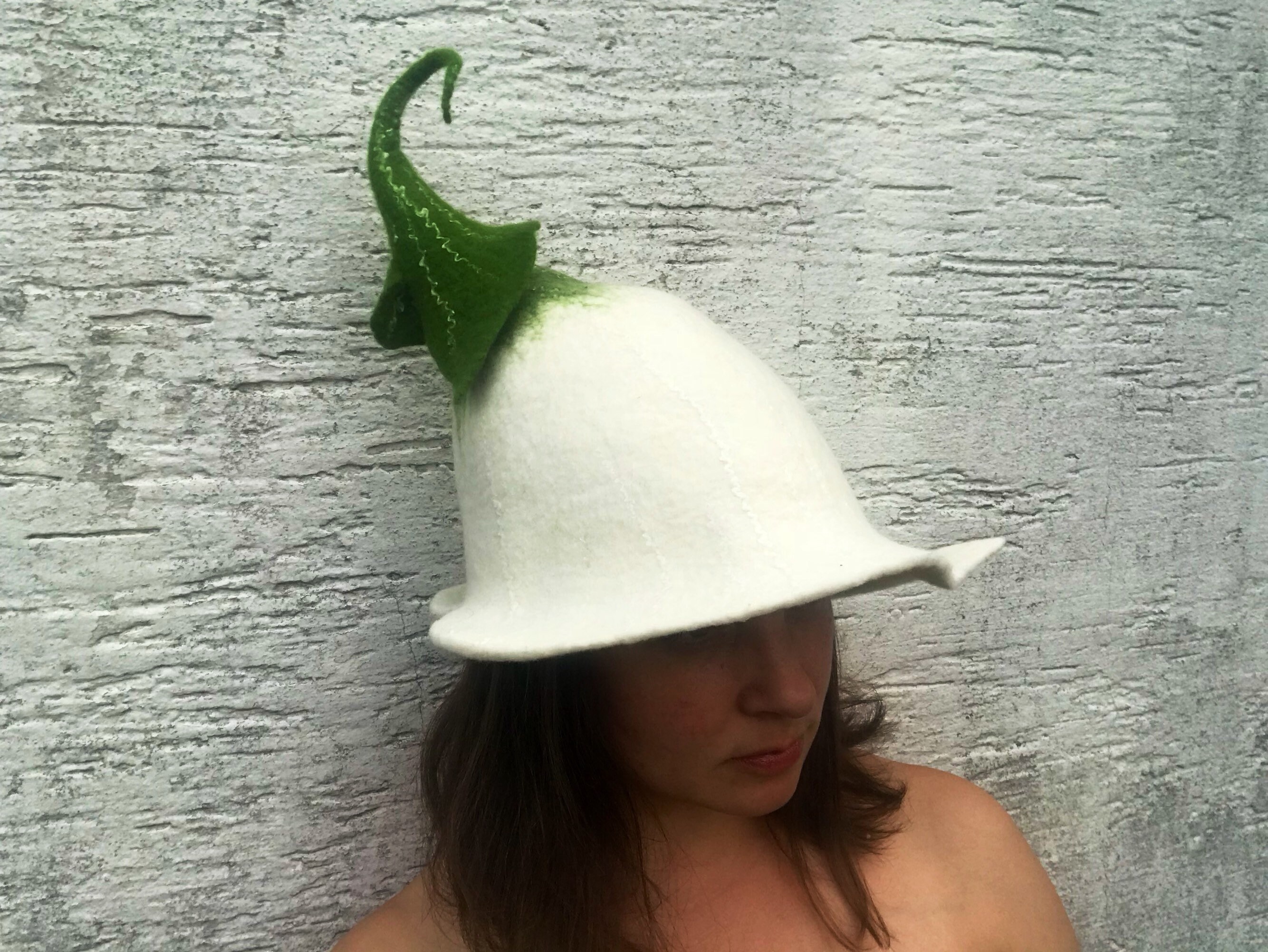 Calla Sauna Hat Whit a Curly Tail Felted Women Hat Gift for | Etsy
