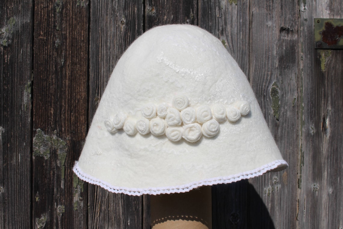 Sauna Hat for Woman Felted Hat Banya Cap Hat for Bride - Etsy