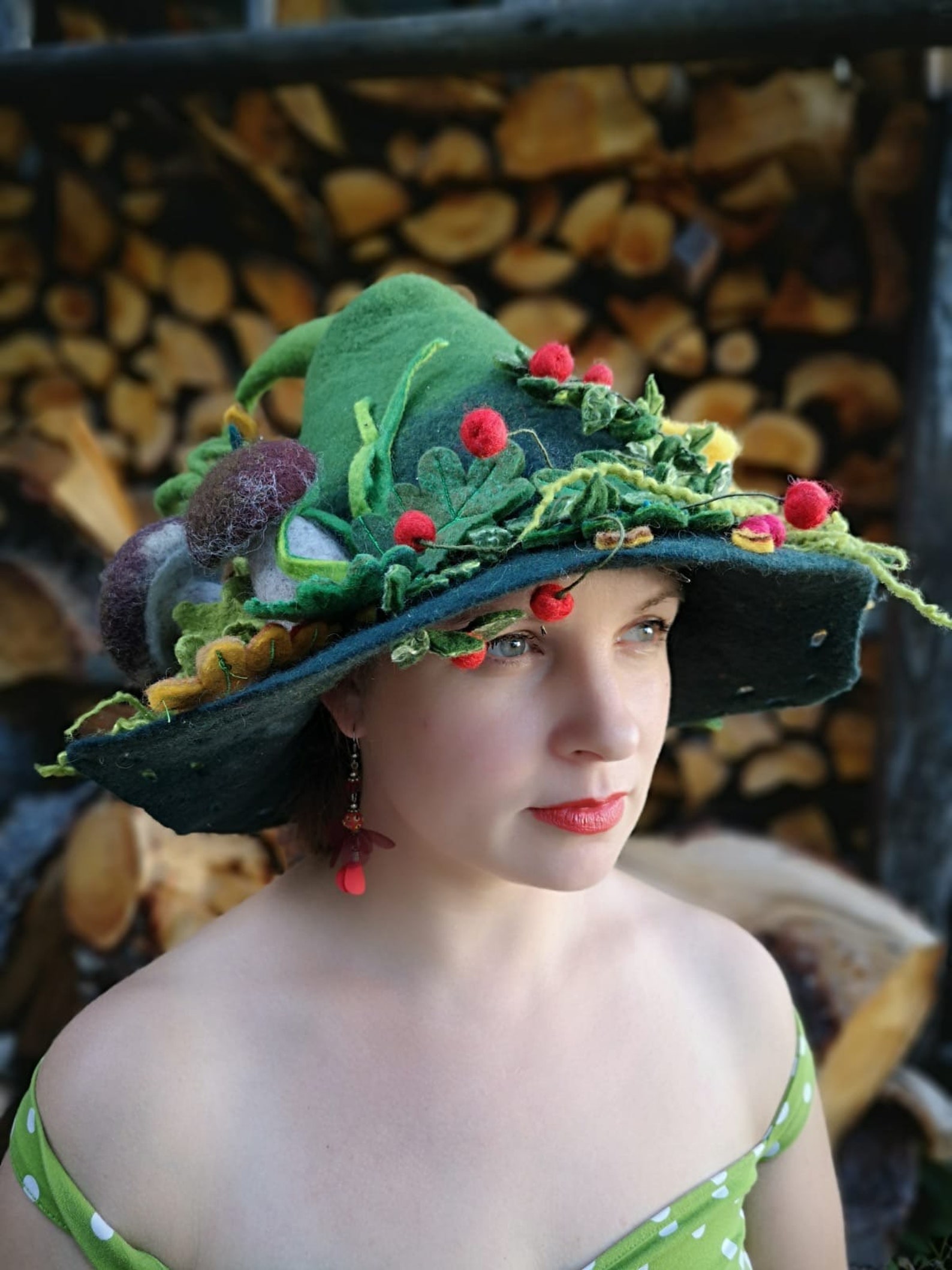 Forest Fairy Hat With Mushrooms and Cranberries Sauna Hat | Etsy