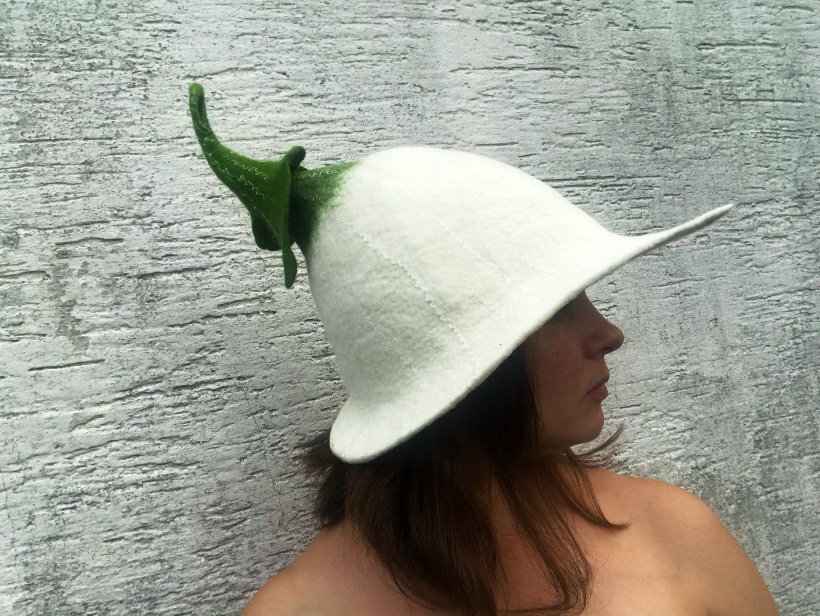 Calla Sauna Hat Whit a Curly Tail Felted Women Hat Gift for | Etsy