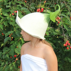 Calla Sauna Hat Whit a Curly Tail, Felted Women Hat, Gift for Birthday ...