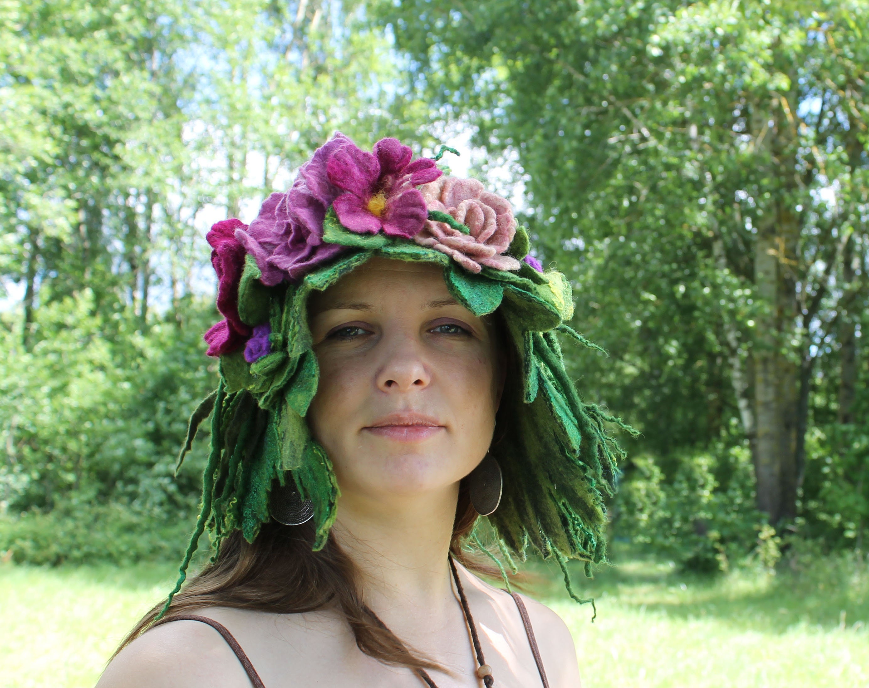 Sauna Hat Fairy Tale Felted Wool Hat for Woman Green See - Etsy