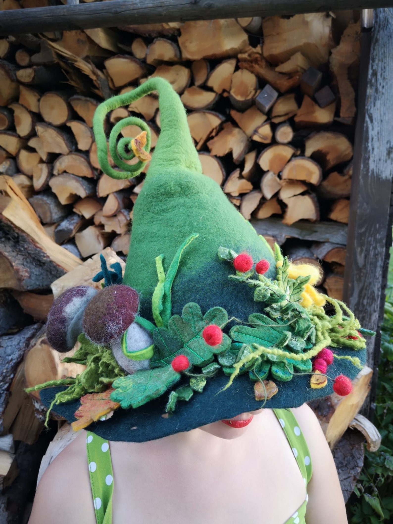 Forest Fairy Hat With Mushrooms and Cranberries Sauna Hat | Etsy