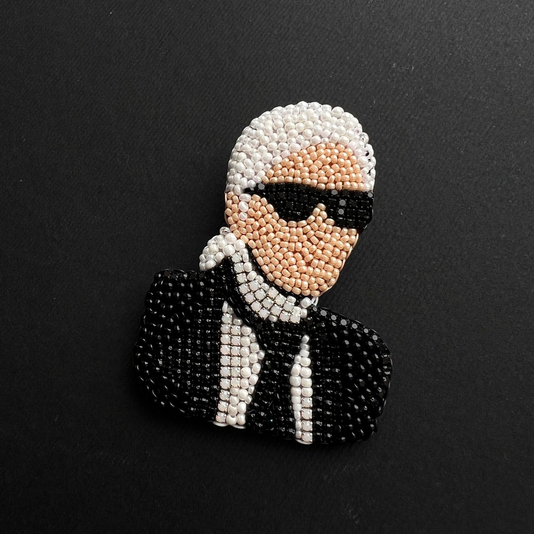Broche portrait Carl Lagerfeld cristal brodé épingle de - Etsy France
