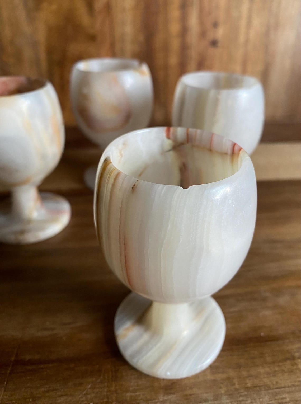 Small Vintage Minimalist Set of Four Alabaster/marble Shot Sized ...