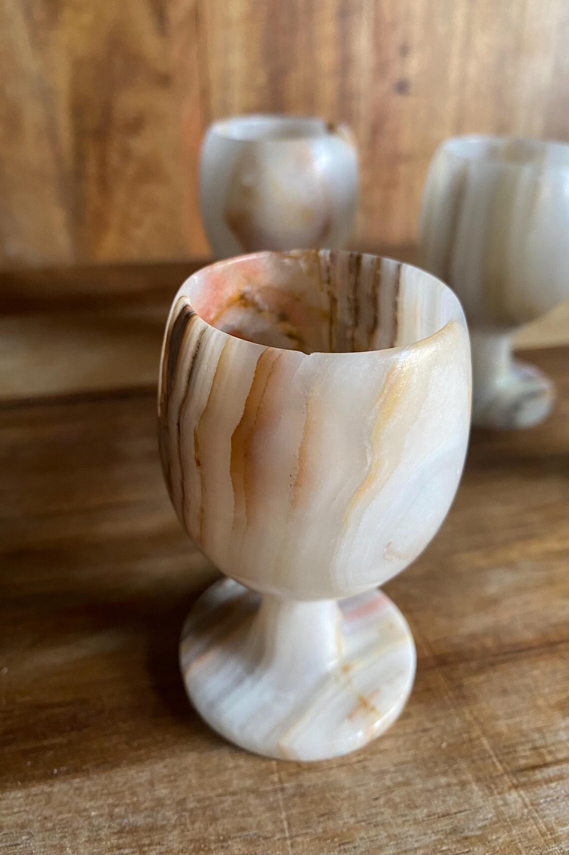 Small Vintage Minimalist Set of Four Alabaster/marble Shot Sized ...
