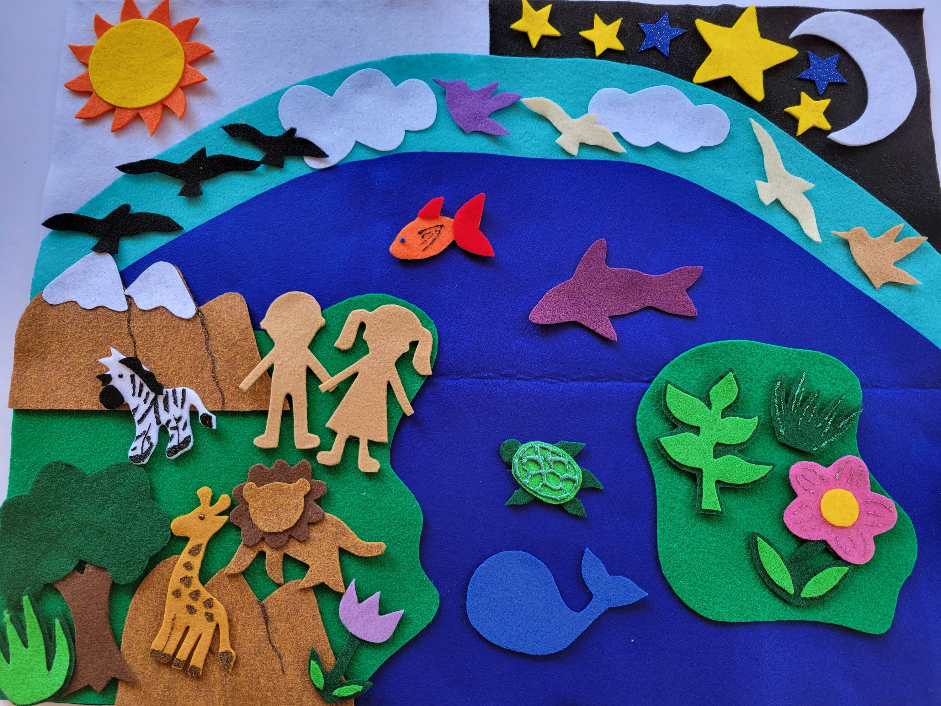 Large 24" X 18" Creation Felt Set**7 Days of Creation**bible Felt ...