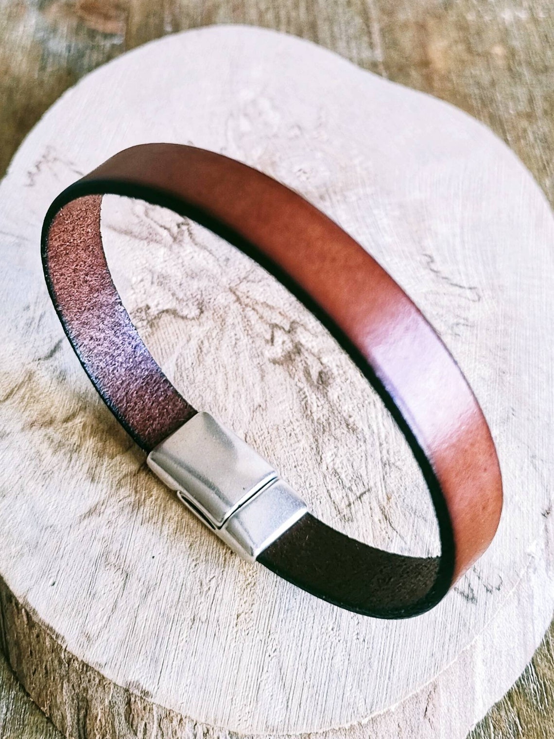 Bracelet homme en cuir véritable couleur marron idéal pour - Etsy France