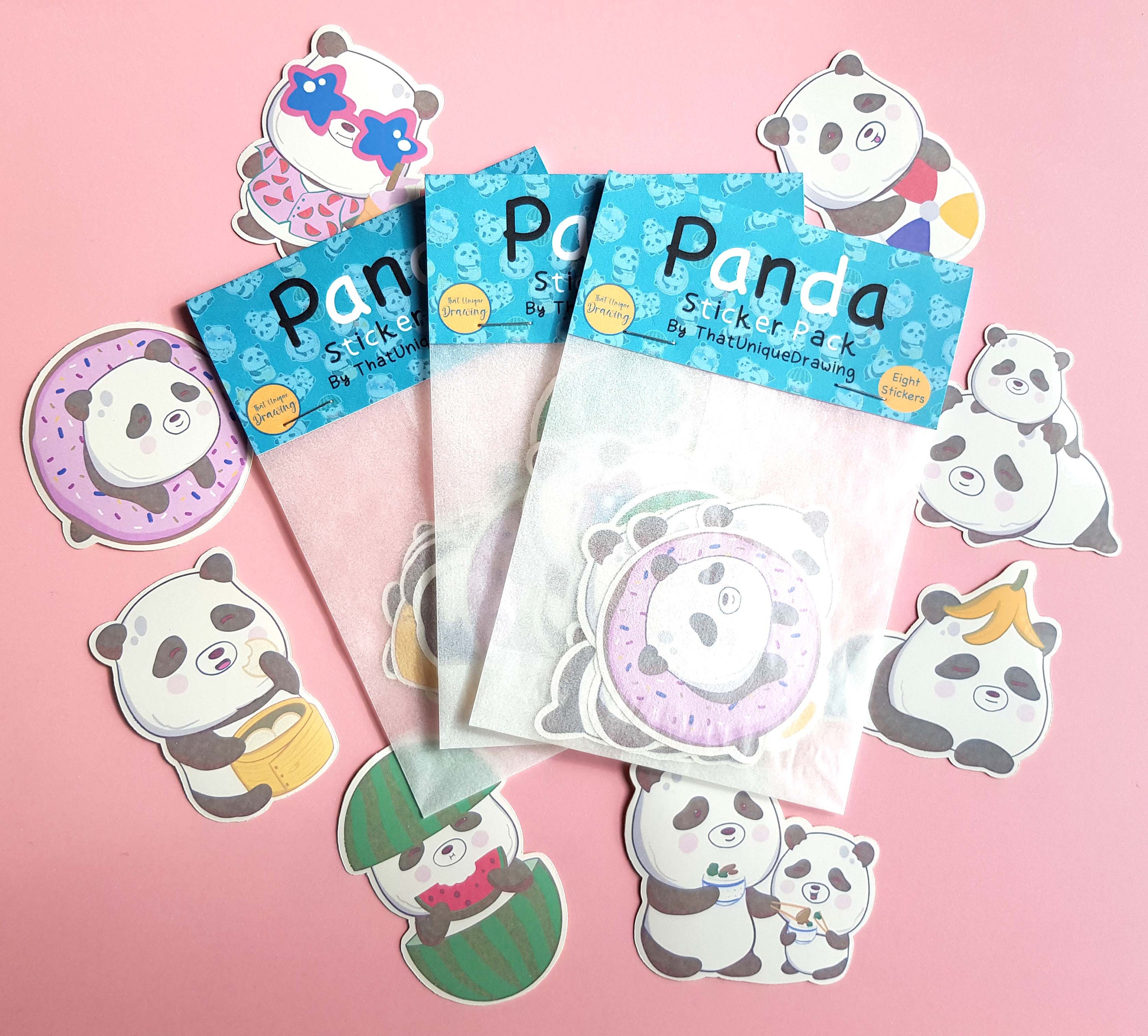 Panda Sticker Pack Eight Stickers Cute Panda Planner Fun and Colourful ...