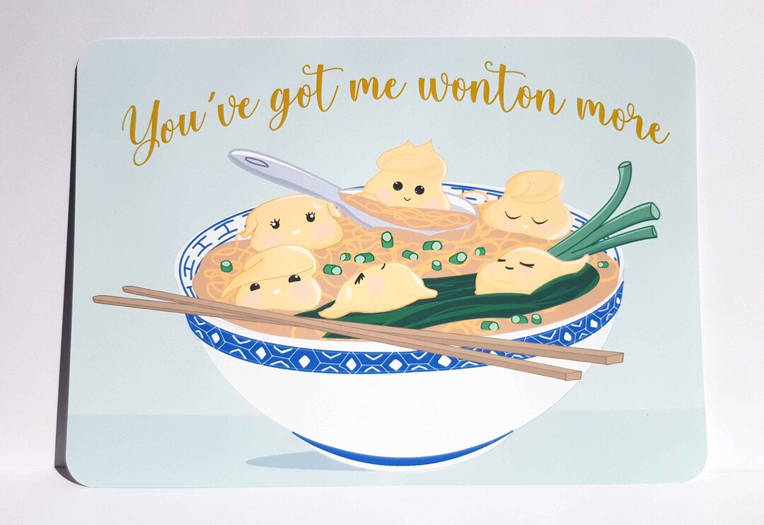 Cute and Funny Wonton Illustration A5 Print | Pun Colourful Food Art ...