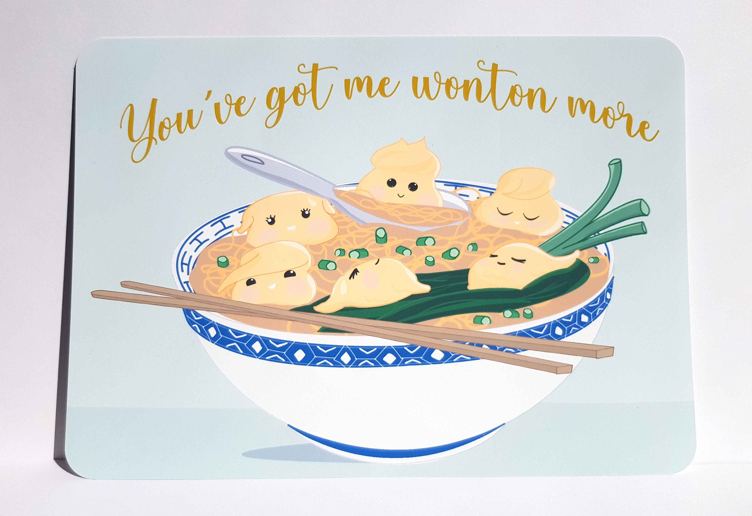 Cute and Funny Wonton Illustration A5 Print | Pun Colourful Food Art ...