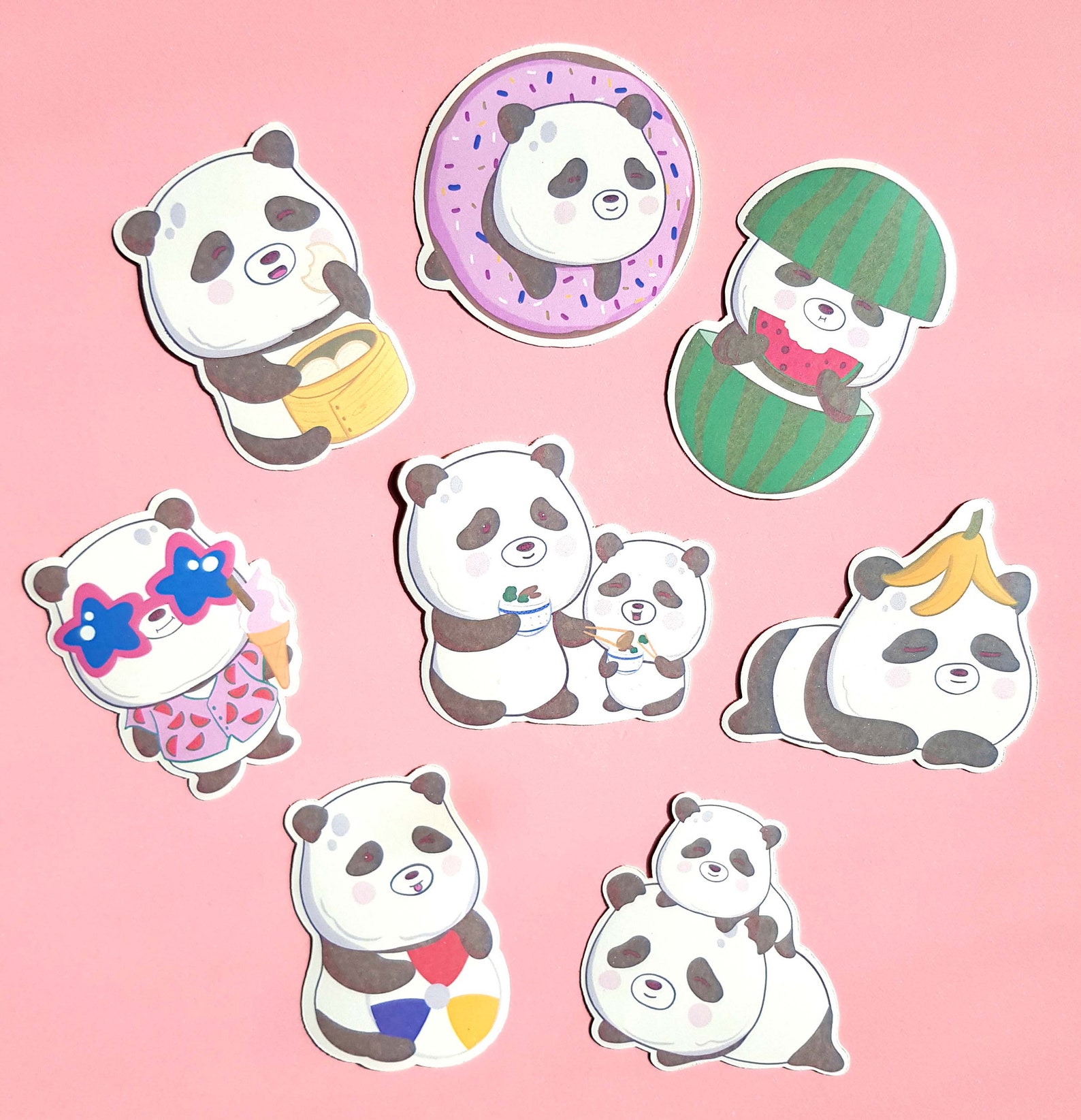 Panda Sticker Pack Eight Stickers Cute Panda Planner Fun and Colourful ...