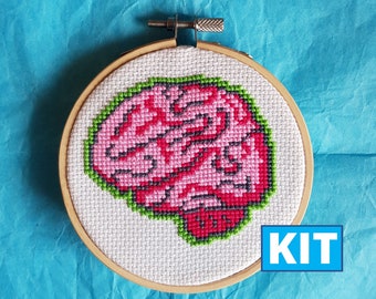 Brain Cross Stitch - Etsy