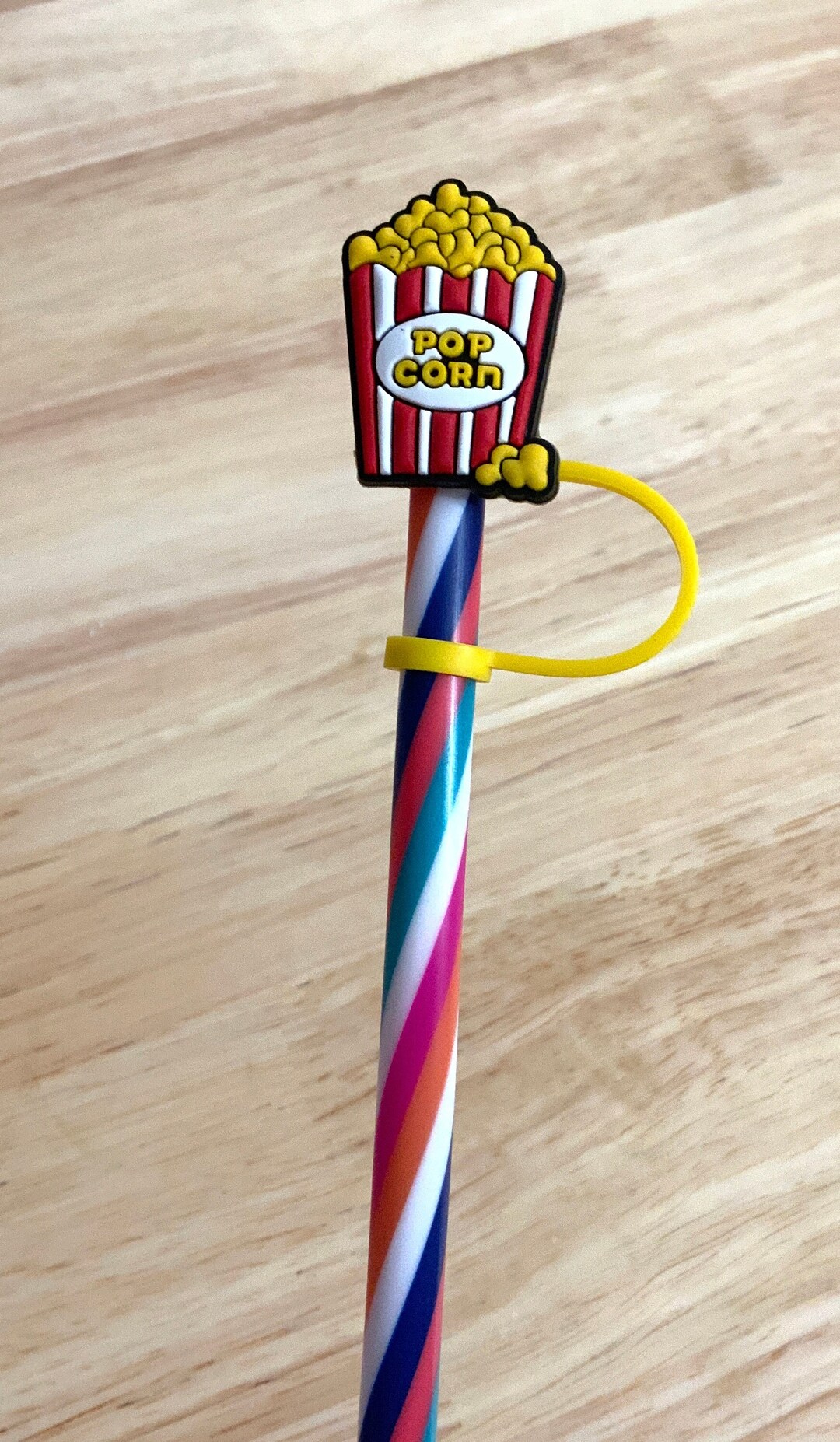 Popcorn Straw Topper Movies Snack Buttery Kernels - Etsy