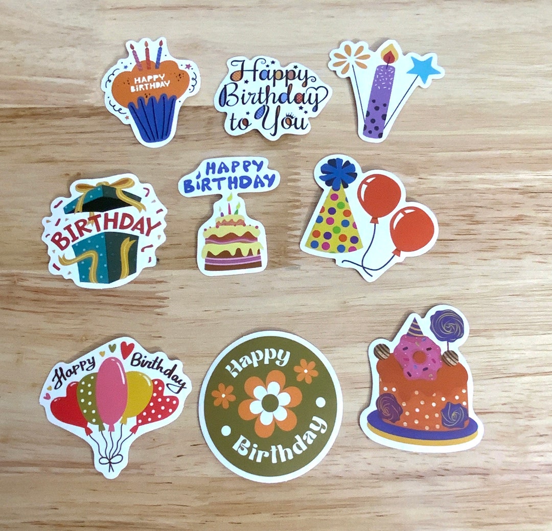 Happy Birthday Vinyl Stickers Balloons Party Cupcake - Etsy