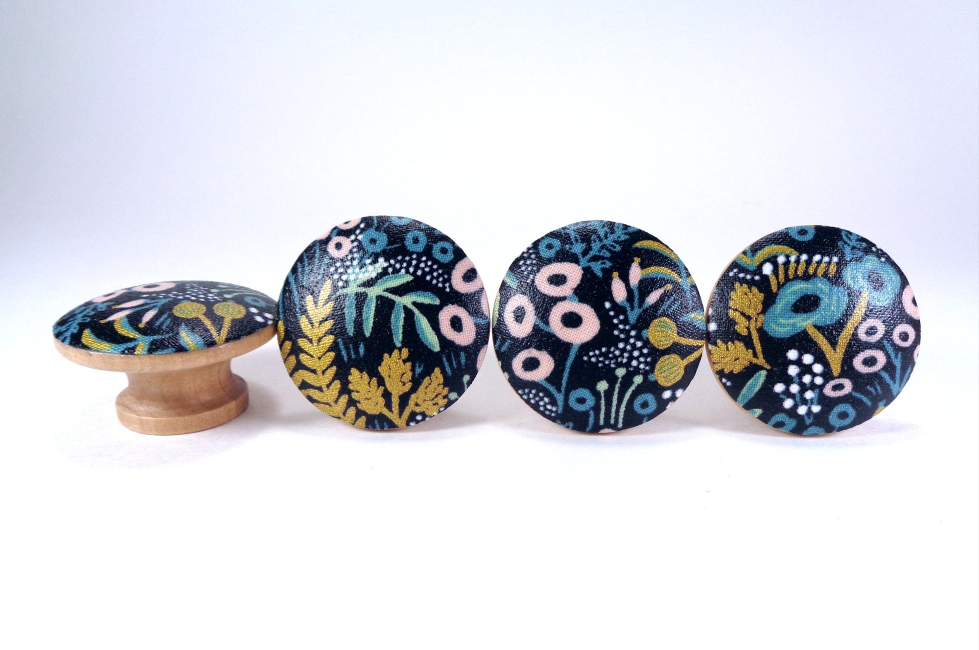 Jungle Foliage Drawer Knobs: Rifle Paper Co Fabric, Black & Gold - Etsy