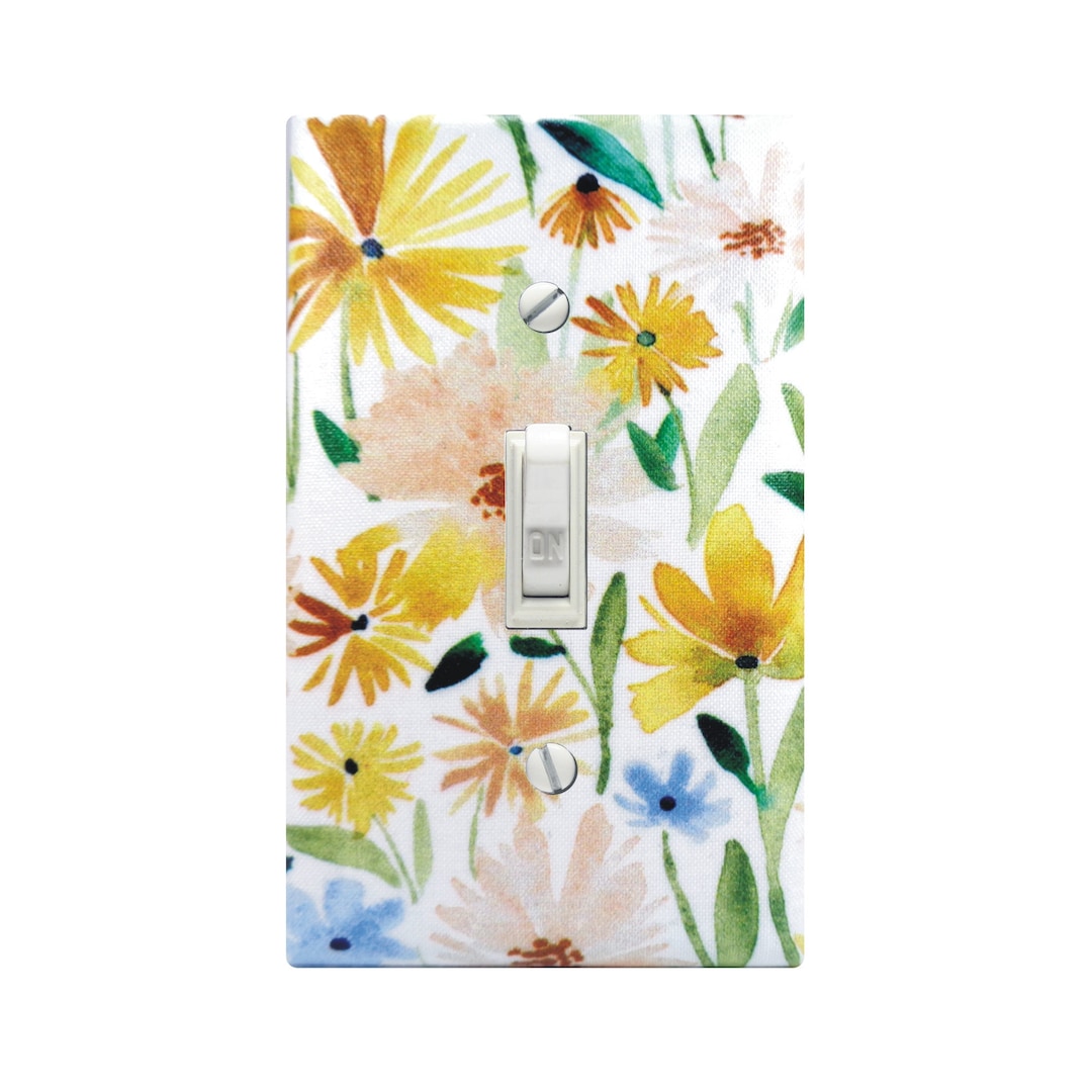 Watercolor Floral Switch Plate Cover, Wildflower Meadow Switch Cover ...