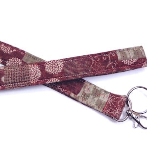 Japanese Patchwork Red Nara Key Lanyard: Homespun Fabric ID Holder - Etsy