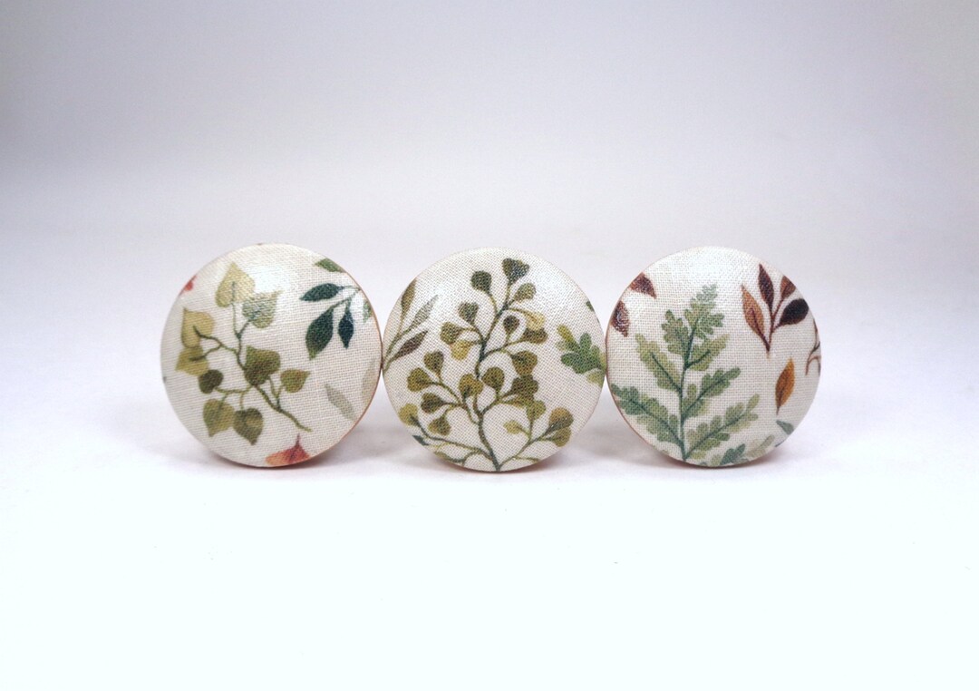 Forest Foliage Drawer Knobs, Nature Fabric Dresser Knobs, Leaves Ferns Woodlands Decor - Etsy
