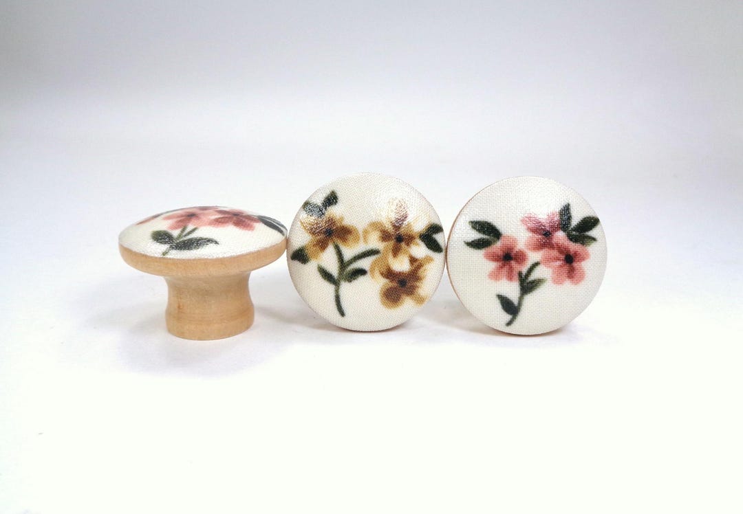 Meadow Flowers Small Drawer Knobs, Nature Fabric Dresser Knobs ...