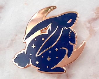 Black Lunar Rabbit Hard Enamel Pin | Etsy