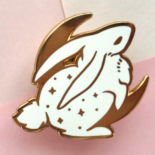 Midnight Lunar Rabbit Hard Enamel Pin - Etsy