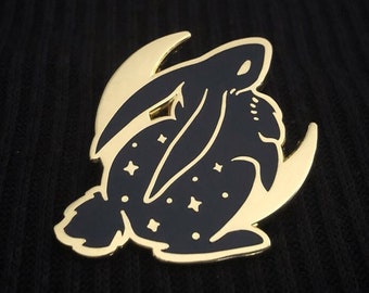 Midnight Lunar Rabbit Hard Enamel Pin - Etsy