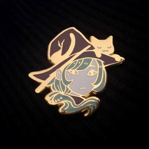Mint Witch With Cat Familiar - Hard Enamel Pin - STANDARD Grade - Etsy