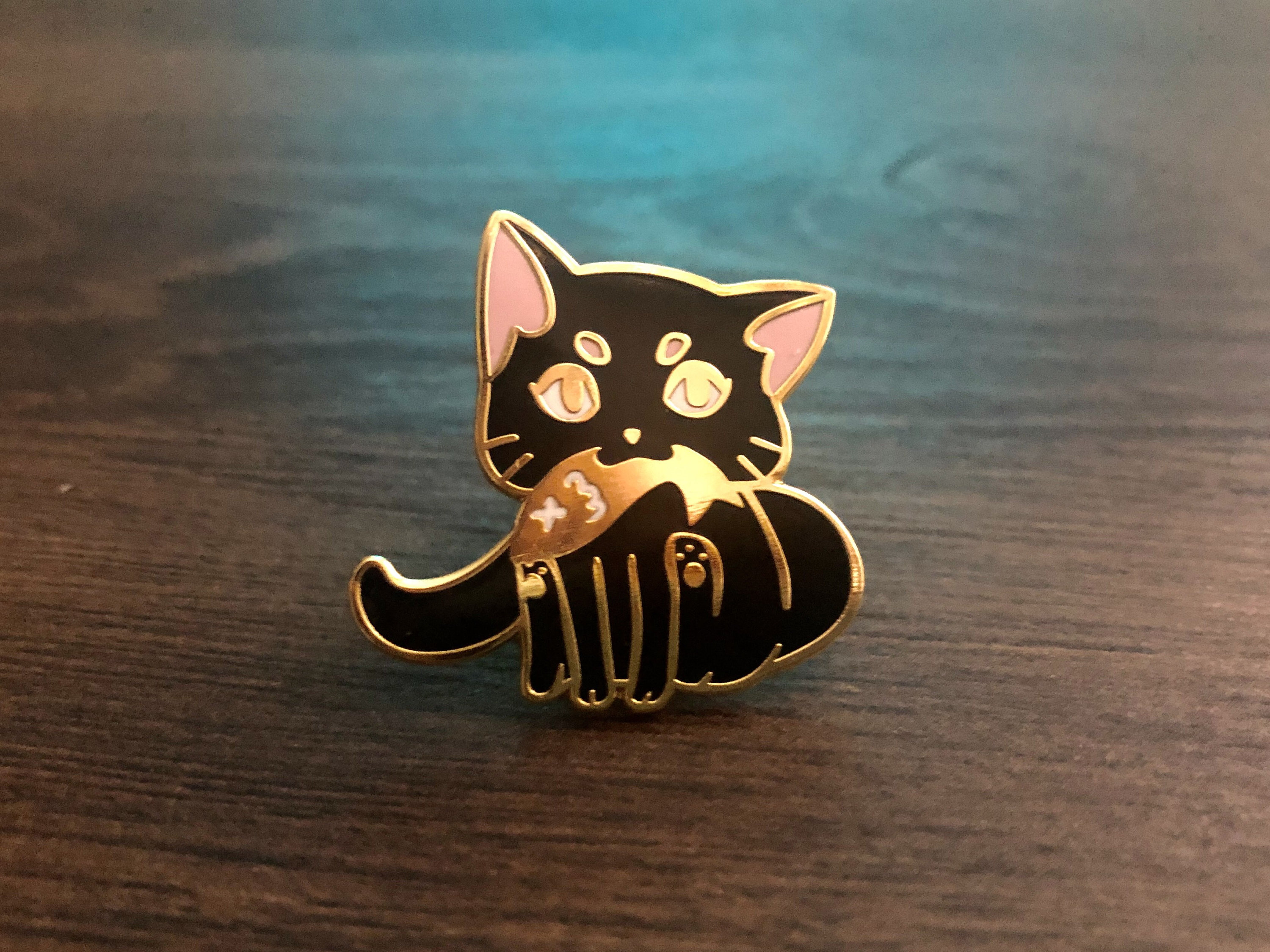 Hungry Black Cat Hard Enamel Pin - Etsy