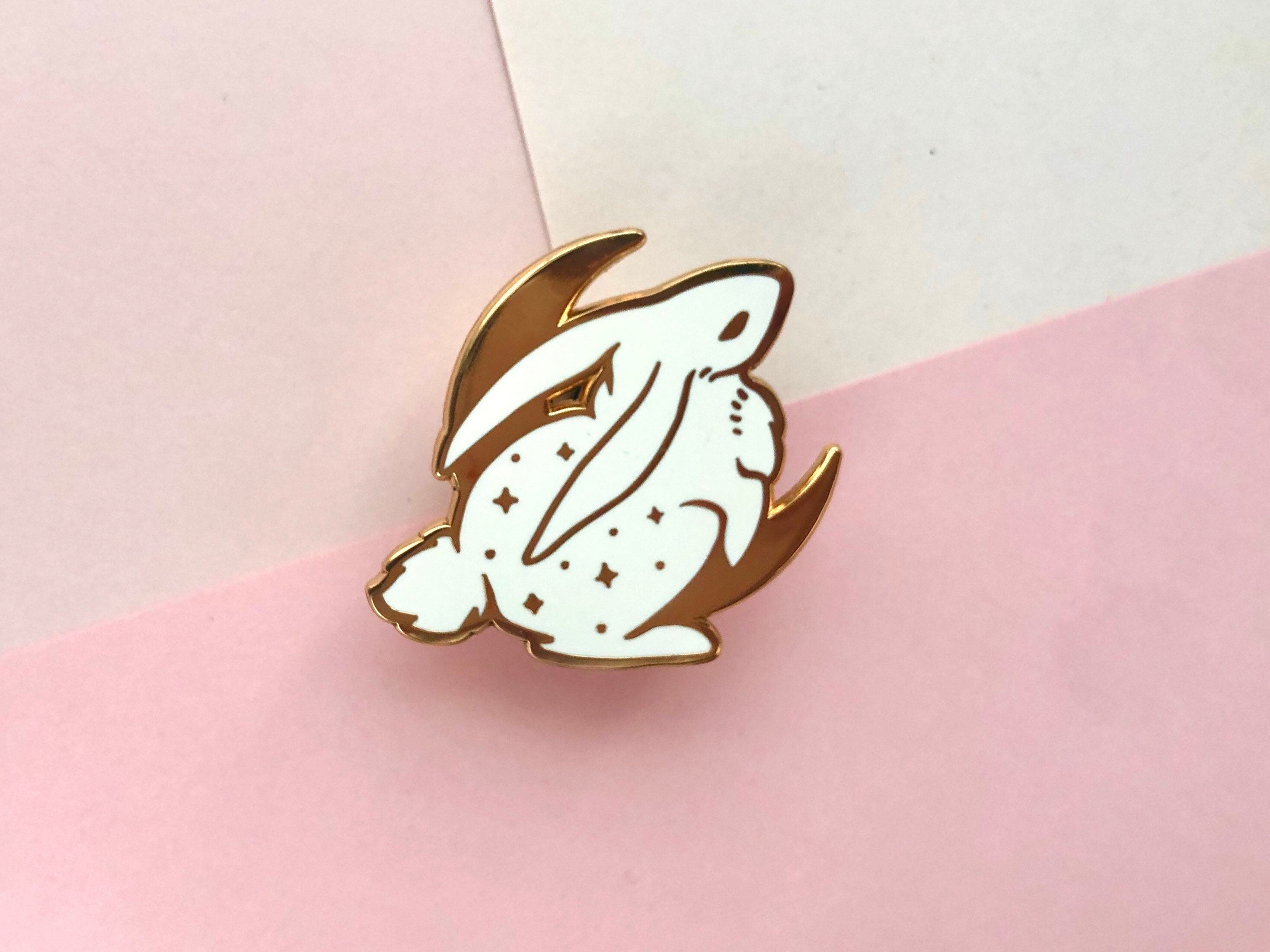 White Lunar Rabbit Hard Enamel Pin - Etsy
