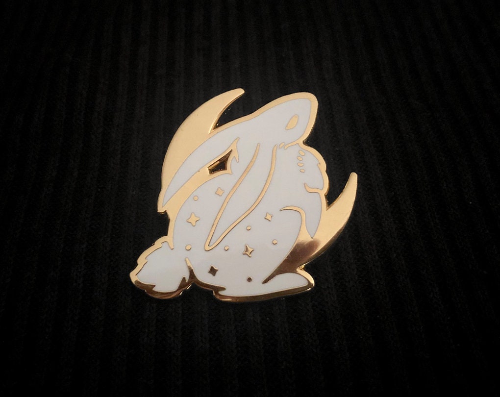 White Lunar Rabbit Hard Enamel Pin - Etsy