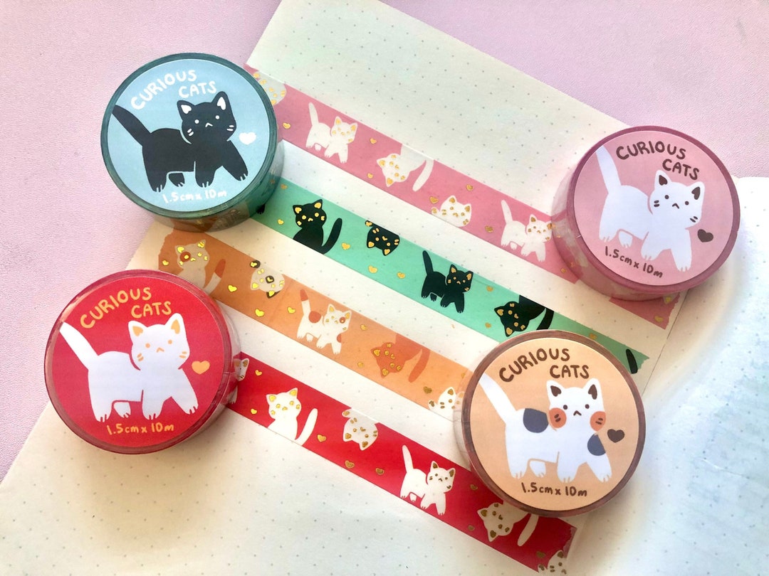 Curious Cats Washi Tape | Cute Masking Tape | Cat Stationery for Bullet ...