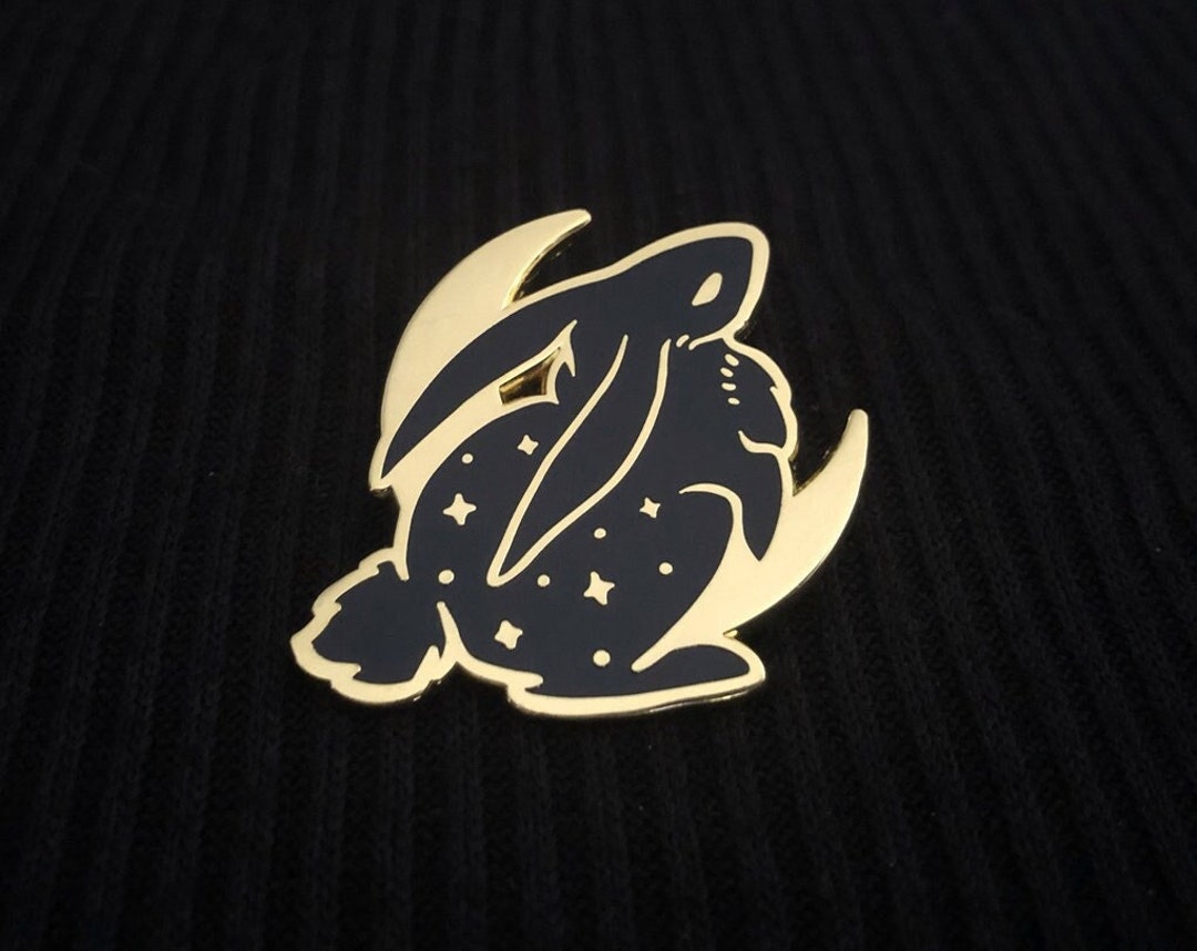 Black Lunar Rabbit - Hard Enamel Pin - Etsy