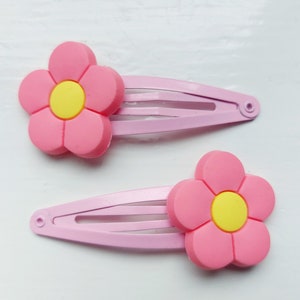 Pink Flower Snap Clips - Pack of 2 - Pale Pink - Etsy