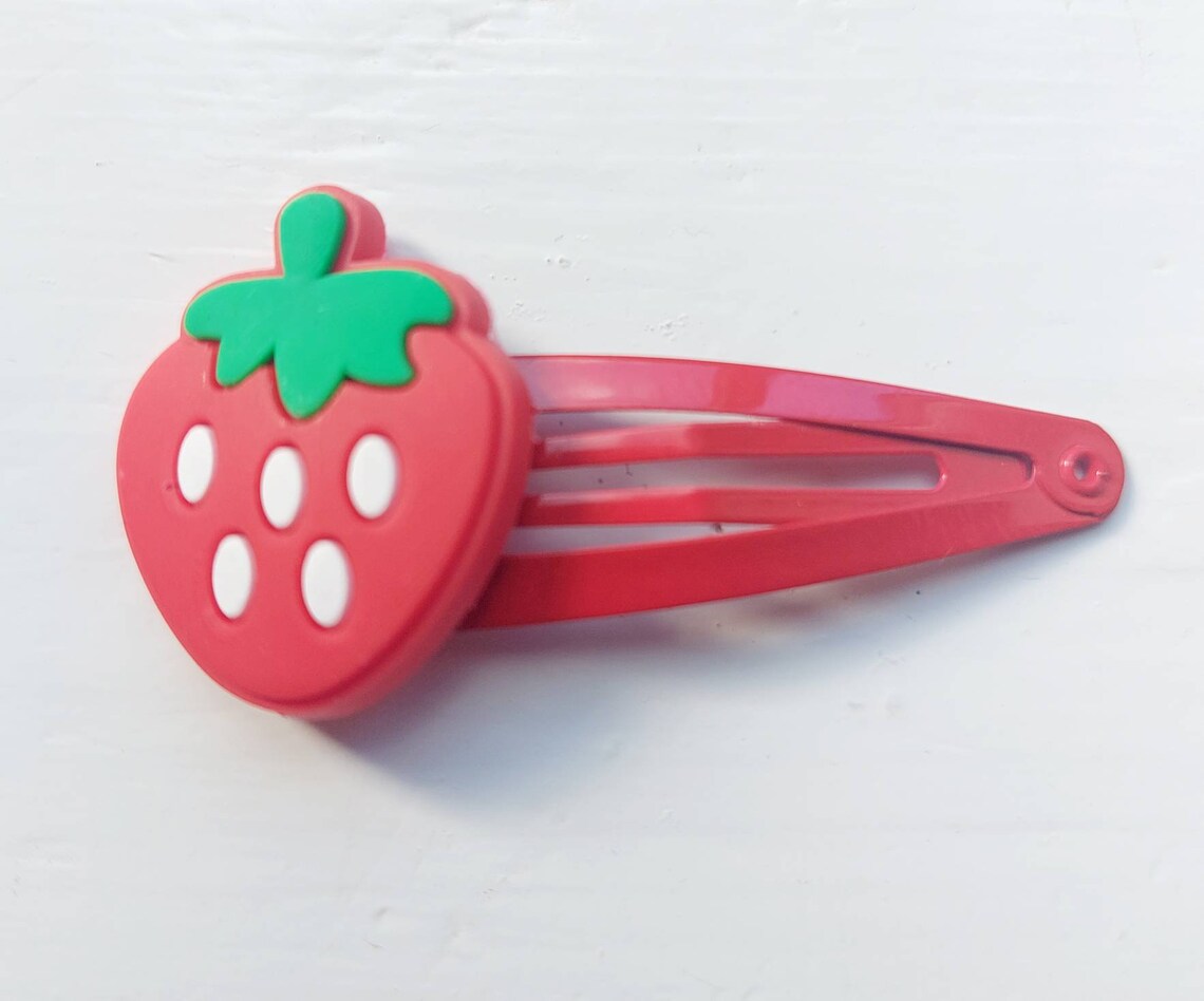 Strawberry Snap Hair Clips - Pack of 2 - Red - Etsy UK