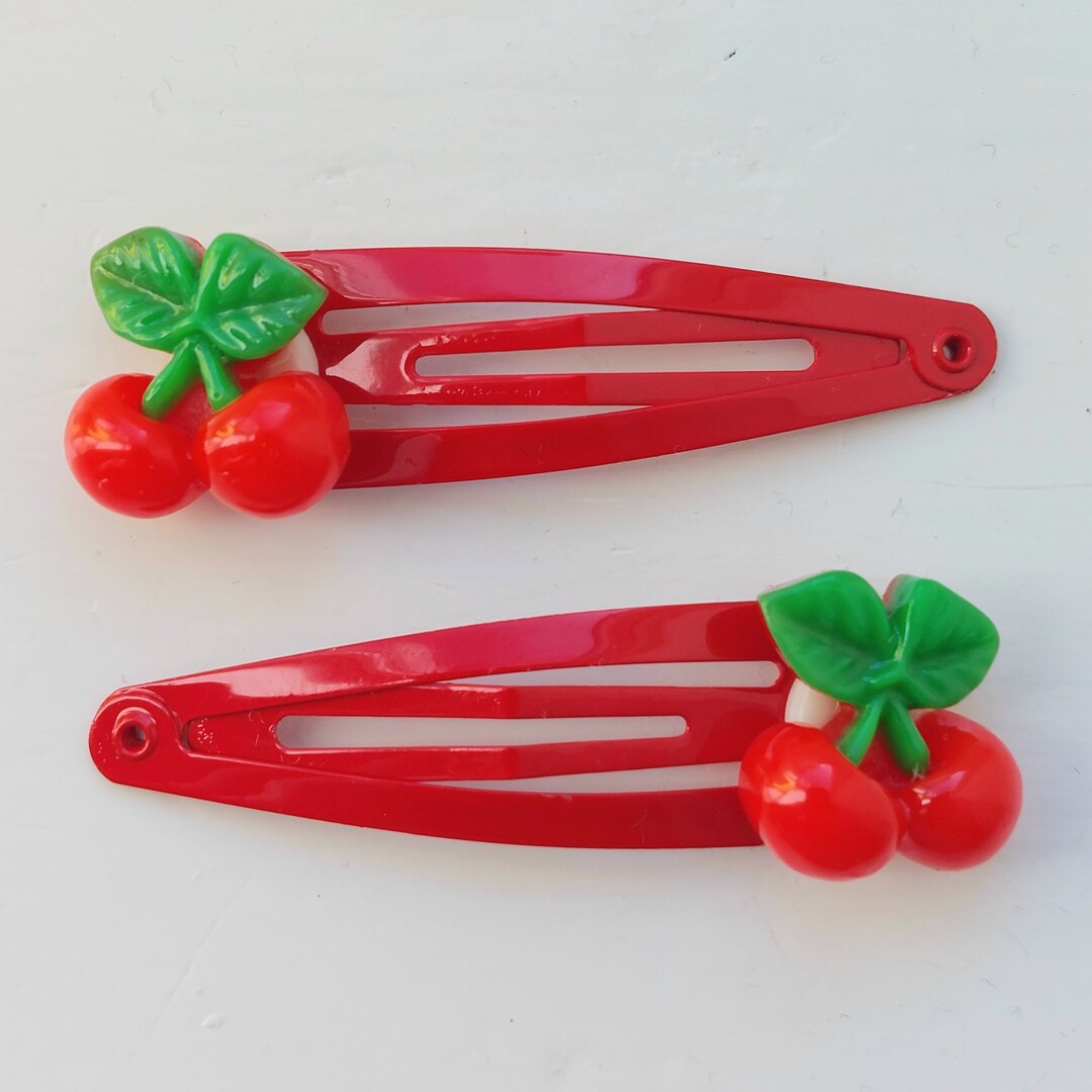 Cherry Snap Hair Clips Pack of 2 Red - Etsy