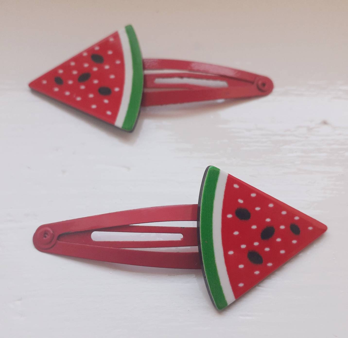 Homemade Red Watermelon Slice Snap Hair Clips - Etsy