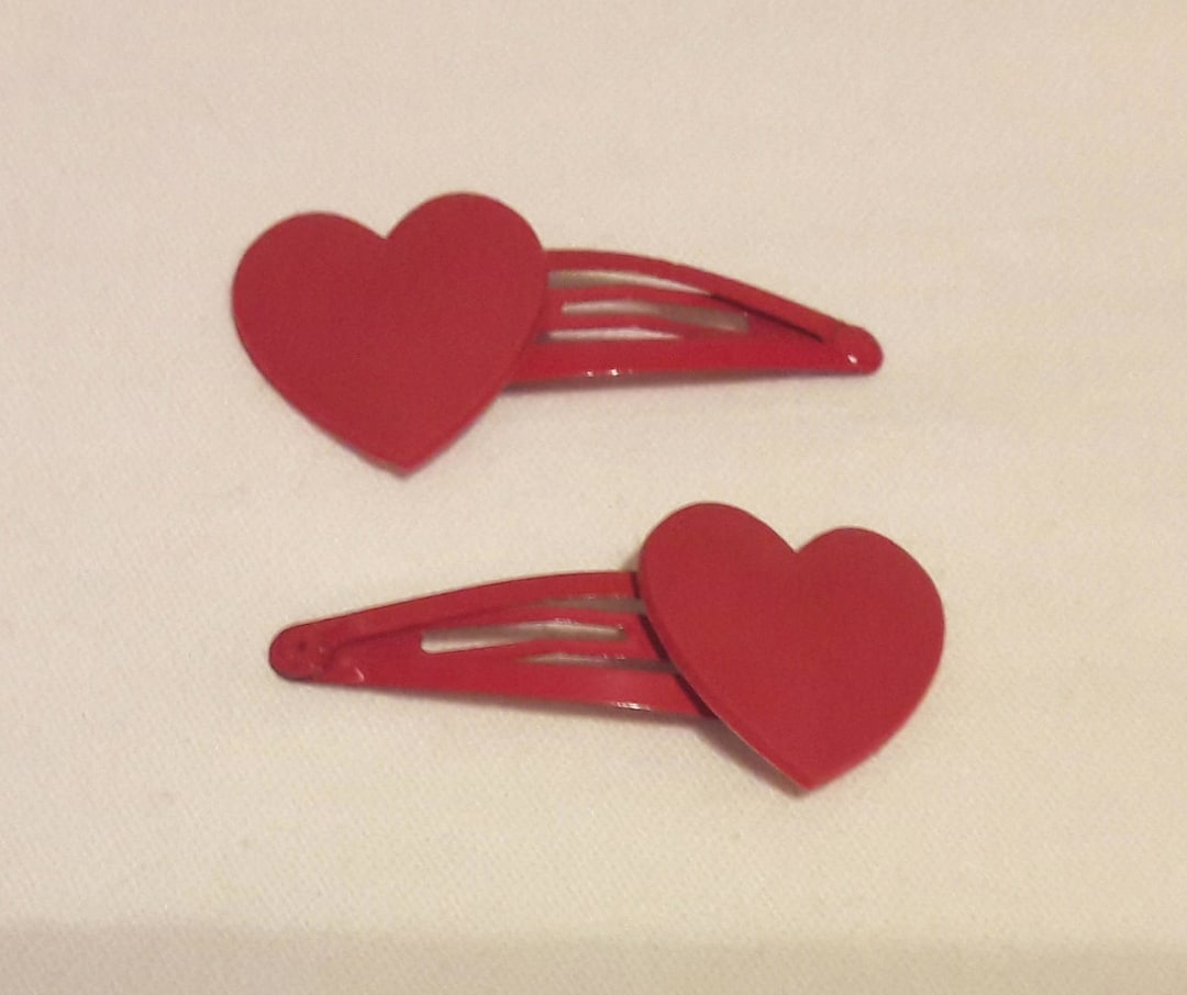 Heart Snap Hair Clips - Pack of 2 - Red - Etsy