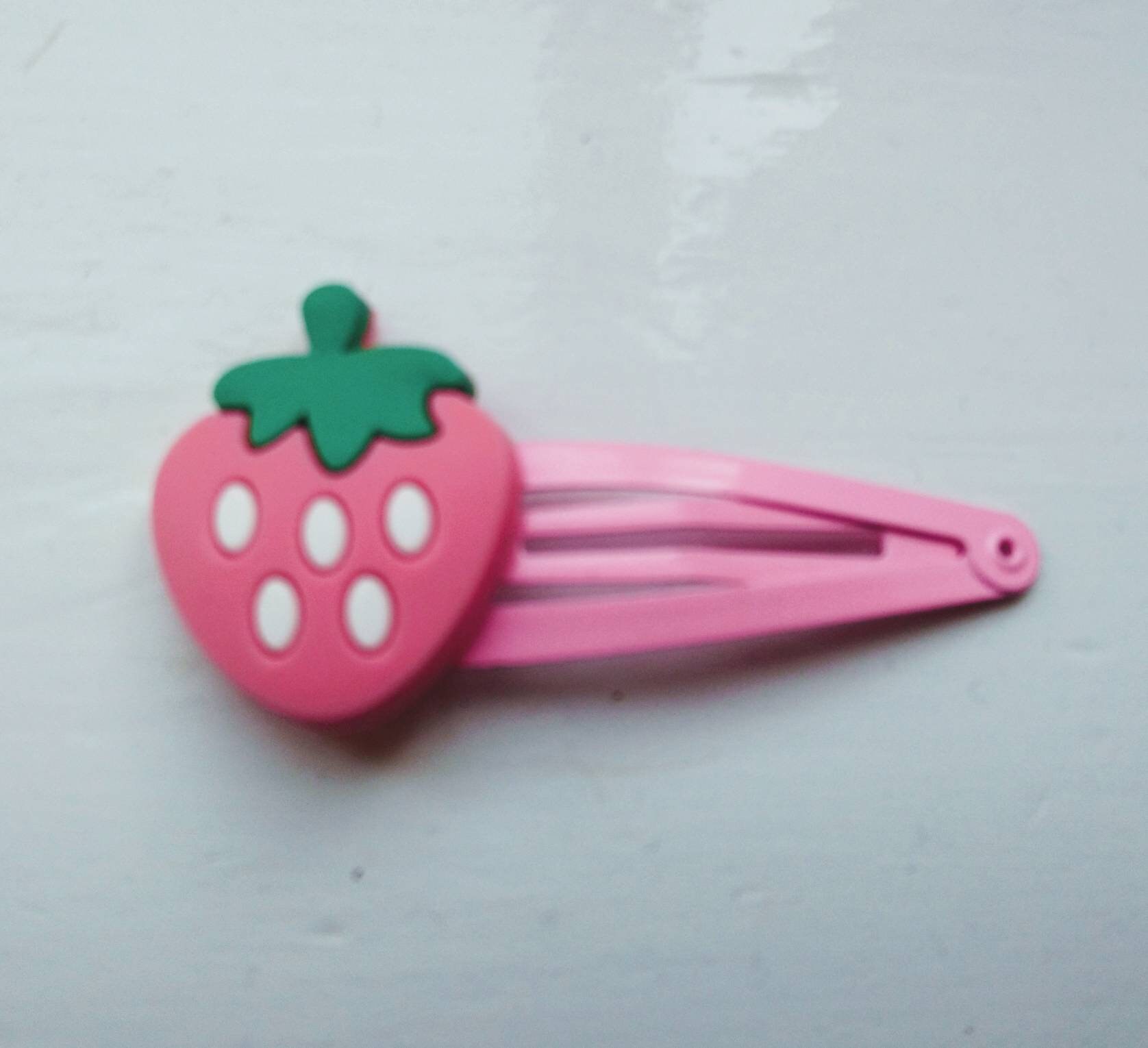 Strawberry Snap Hair Clips Pack of 2 Pink - Etsy UK