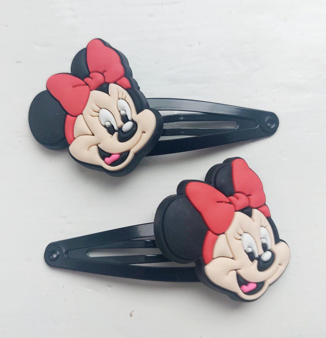 Minnie Mouse Head Snap Clips Pack of 2 Black - Etsy