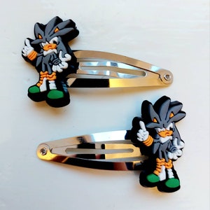 Silver Figure - Sonic - Snap Hair Clips - Pack of 2 - Silver - Etsy UK