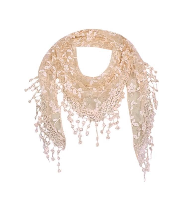 Lace Triangle Scarf Cream | Etsy