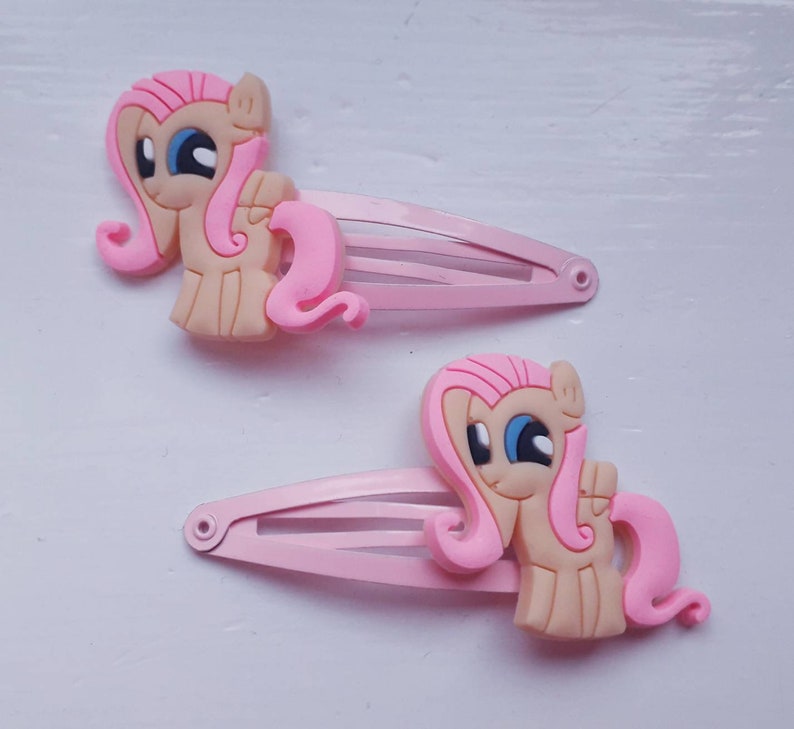 My Little Pony Snap Hair Clips Pack of 2 Pink Fluttershy - Etsy UK