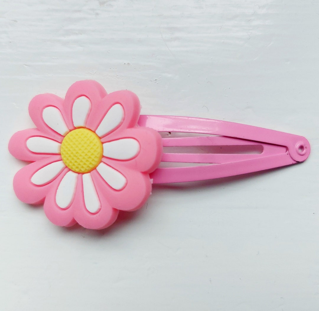 Pink and White Flower Snap Clips - Pack of 2 - Bright Pink - Etsy
