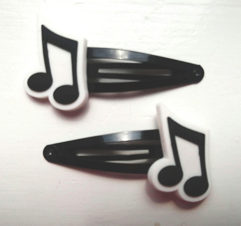 Music Notes Snap Hair Clips - Pack of 2 - Black - Etsy