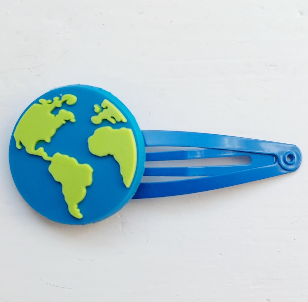 Planet Earth Snap Hair Clips - Pack of 2 - Blue - Etsy